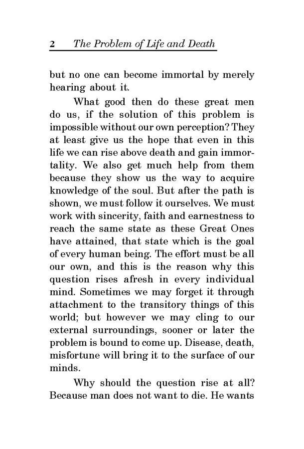 The Problem of Life and Death